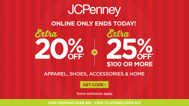 JCPenney.com - Save an extra 20% Off or 25% Off $100+ - Ofertones
